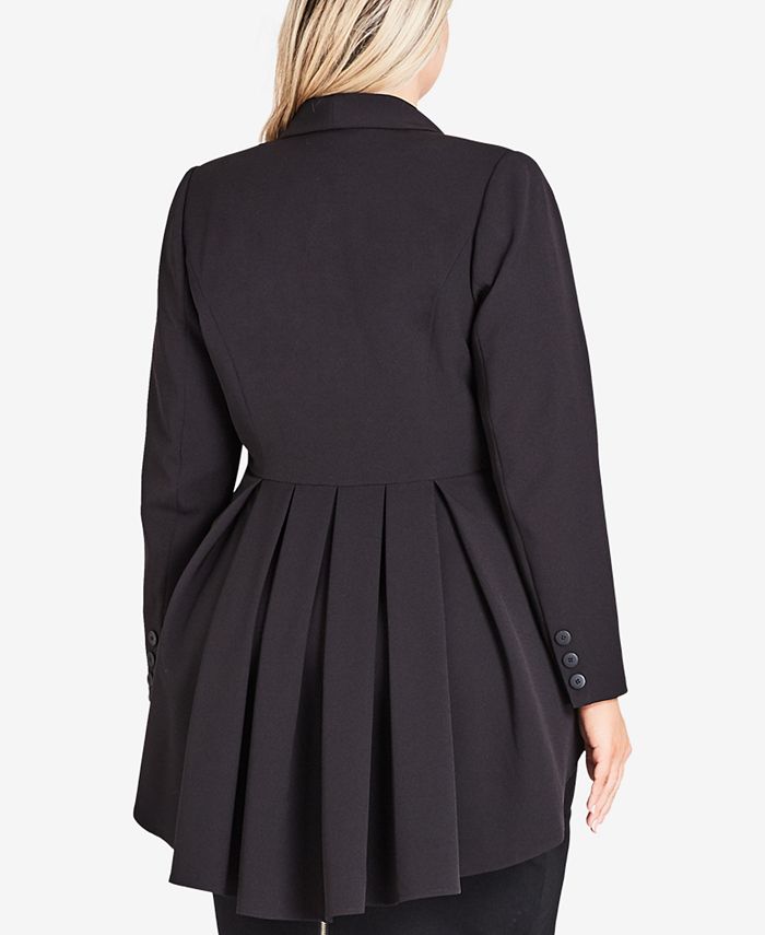 City Chic Trendy Plus Size Pleated Tail-Coat Topper Jacket - Macy's