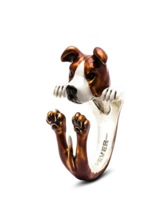 American Staffordshire Hug Ring in Sterling Silver and Enamel - Macy's