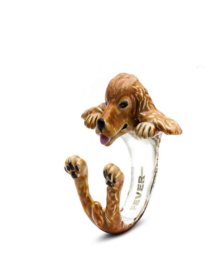 Dog Fever Cocker Spaniel Hug Ring in Sterling Silver and Enamel - Macy's