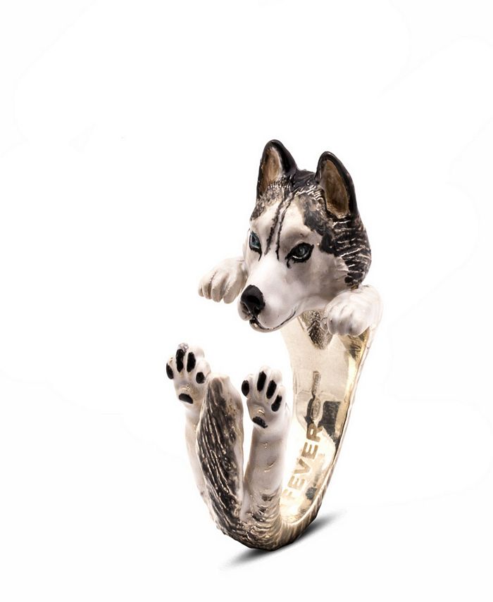 Dog Fever Siberian Husky Hug Ring in Sterling Silver and Enamel - Macy's