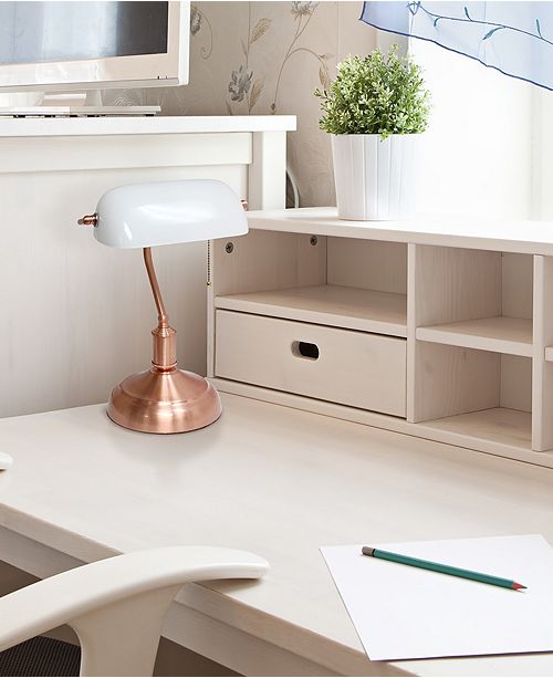 All The Rages Simple Designs Executive Banker's Desk Lamp with Glass ...