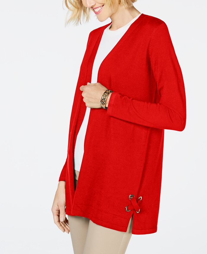 JM Collection Lace-Up Cardigan, Created for Macy's - Macy's