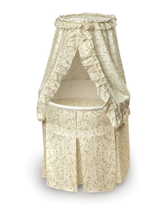 Badger Basket Empress Round Baby Bassinet With Canopy - Ecru Wnd Leaf ...
