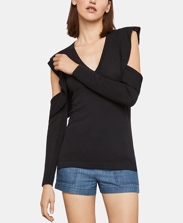 Bcbgmaxazria Ruffled Cold Shoulder Top Macys