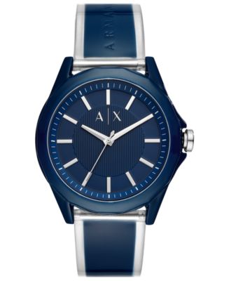 A|X Armani Exchange Men's Drexler Blue Silicone Strap Watch 44mm - Macy's