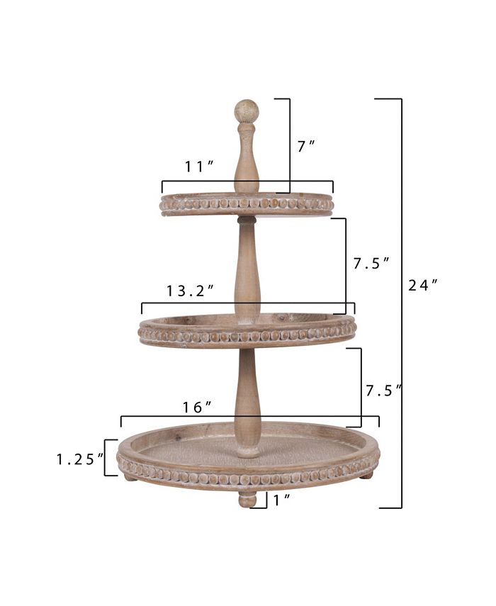 3R Studio Round 3-Tier Decorative Wood Tray - Macy's