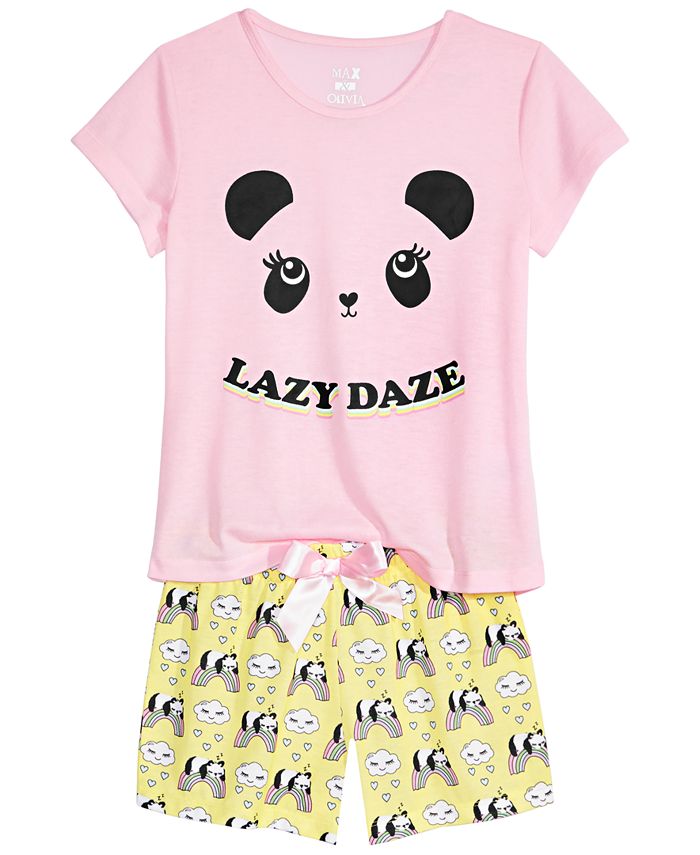 Max & Olivia Big Girls 2-Pc. Printed Pajama Set - Macy's