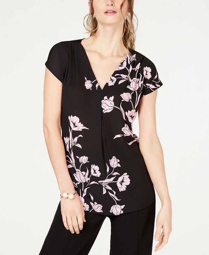 INC International Concepts I.N.C. Printed Woven Knit Top, Created for ...