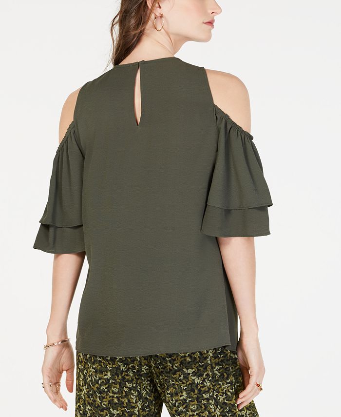 Michael Kors Ruffled Cold-Shoulder Top, In Regular & Petite Sizes - Macy's