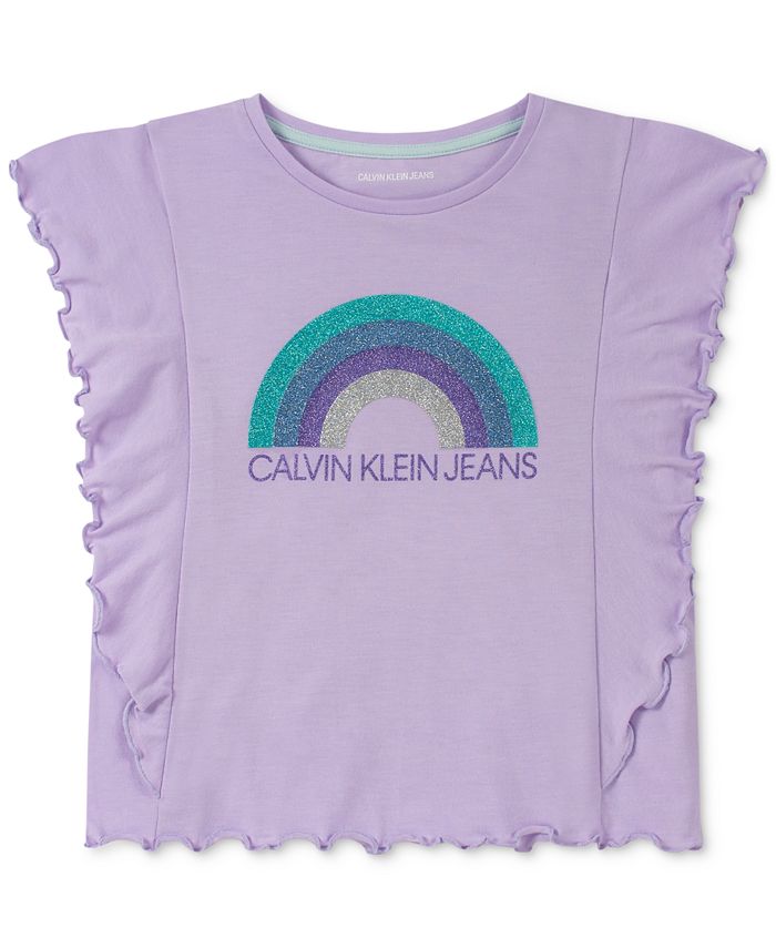 Calvin Klein Big Girls Ruffle T-Shirt - Macy's