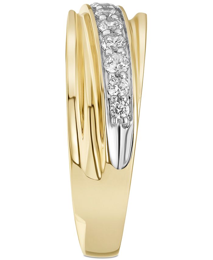 Macy's Men's Diamond Diagonal Band (1/2 ct. t.w.) in 10k Gold - Macy's