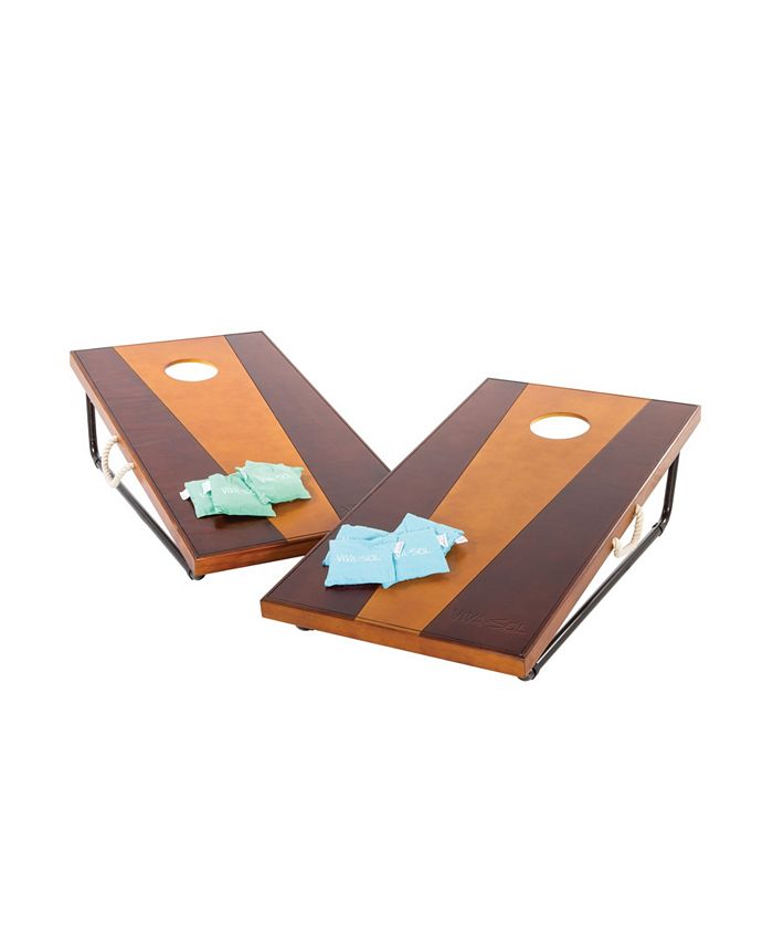 VIVA SOL 2' x 4' Bean Bag Toss Game Includes 2 Premium All-Wood Bean ...