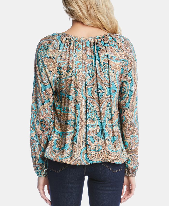 Karen Kane Printed Fitted-Waist Peasant Top - Macy's
