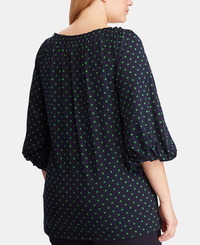 Lauren Ralph Lauren Plus Size Polka-Dot Top - Macy's
