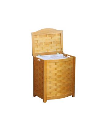 Oceanstar Bowed Front Veneer Laundry Wood Hamper with Interior Bag - Macy's