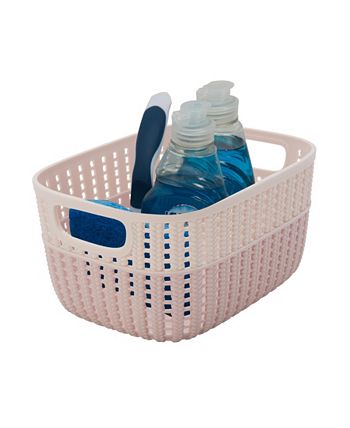 Simplify 2-Tone Decorative Small Storage Basket in Blush - Macy's
