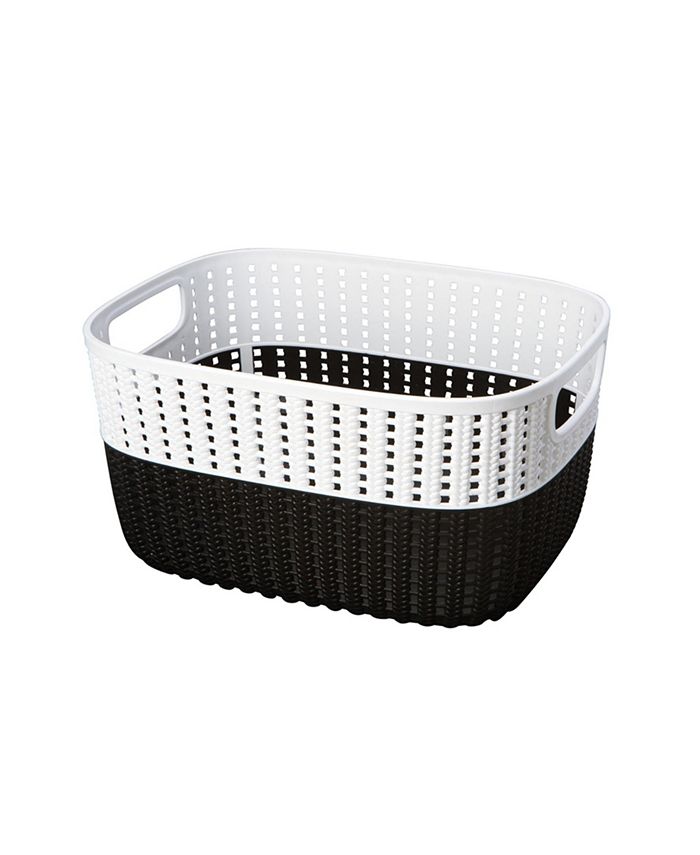 Simplify 2-Tone Decorative Large Storage Basket in Black - Macy's