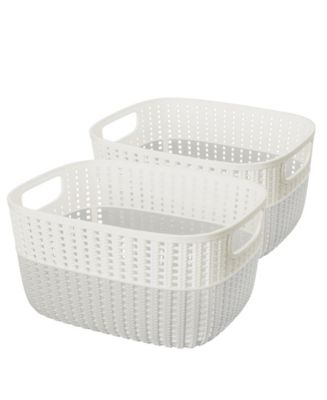 Simplify 2 Pack 2-Tone Decorative Small Storage Basket in Ivory - Macy's