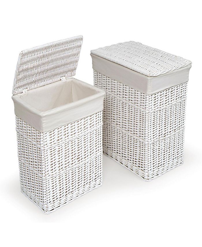 Badger Basket Wicker Two Hamper Set with Liners - Macy's