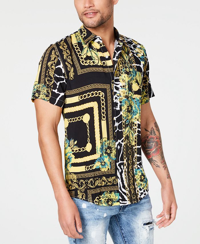 Reason Men's Floral and Chains Woven Shirt - Macy's