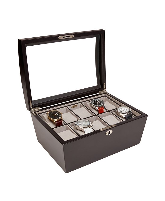 Mele & Co Royce Locking Glass Top Wooden Watch Box - Macy's