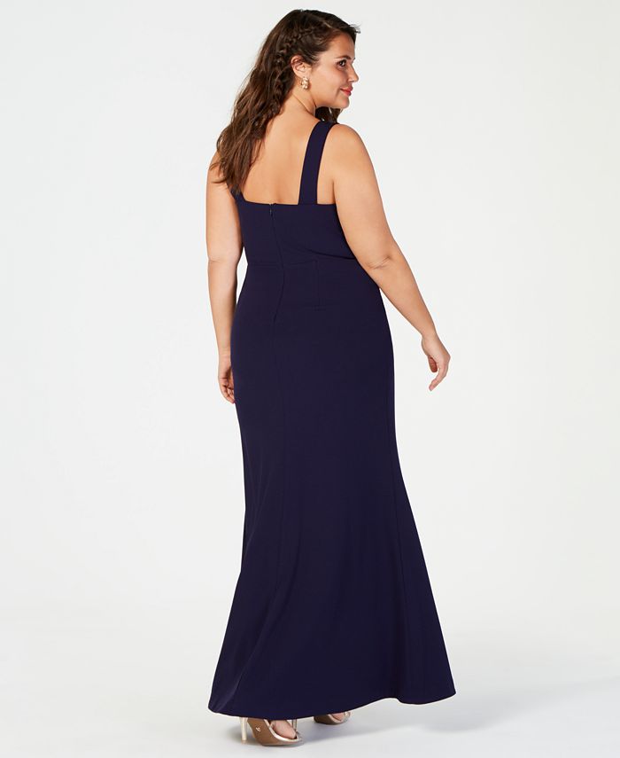 Betsy & Adam Plus Size Front-Slit Crepe Gown - Macy's