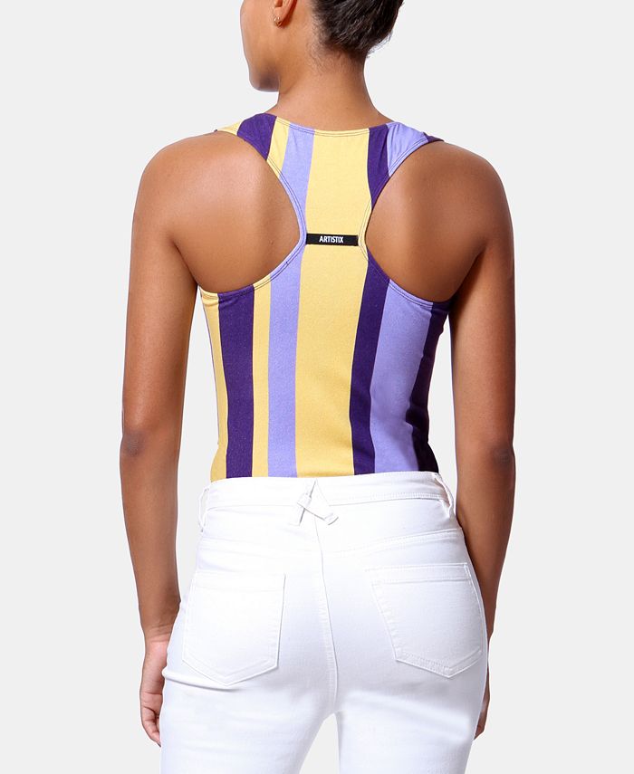 ARTISTIX Striped High-Leg Racerback Bodysuit - Macy's