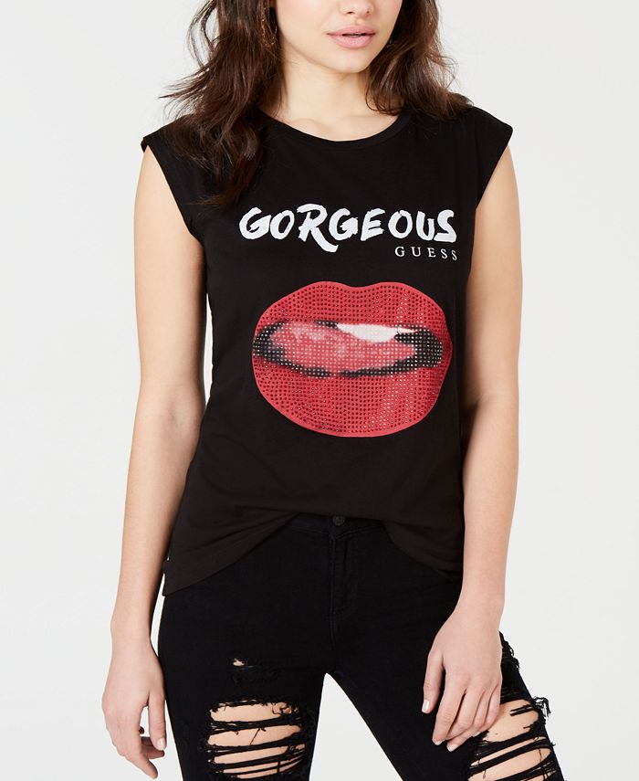 GUESS Gorgeous Graphic Top - Macy's
