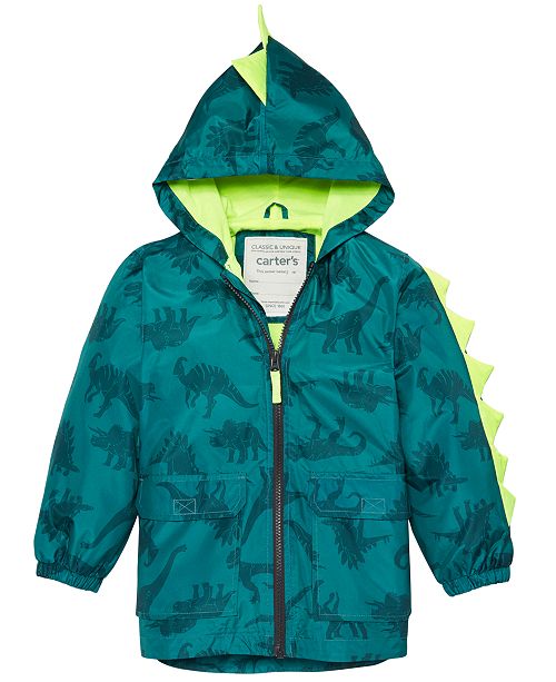 Carter's Toddler & Little Boys Hooded Dinosaur-Print Rain Jacket ...