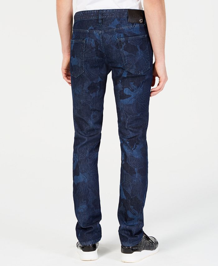 Just Cavalli Men's Slim-Fit Palm-Leaf Jeans - Macy's