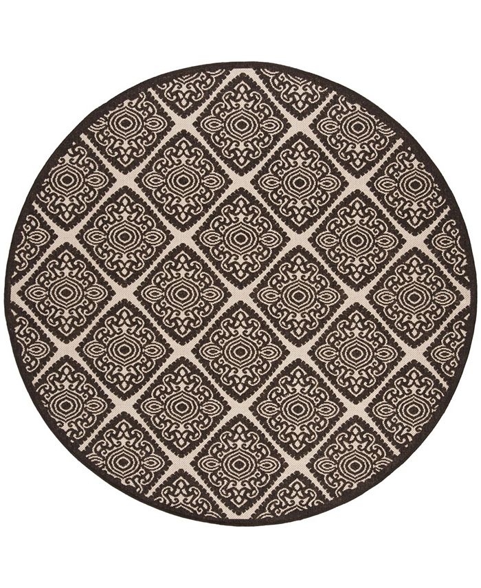 Safavieh Linden Natural and Brown 6'7" x 6'7" Round Area Rug - Macy's