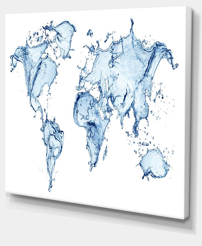 Design Art Designart World Map Water Splash Abstract Map Canvas Art ...