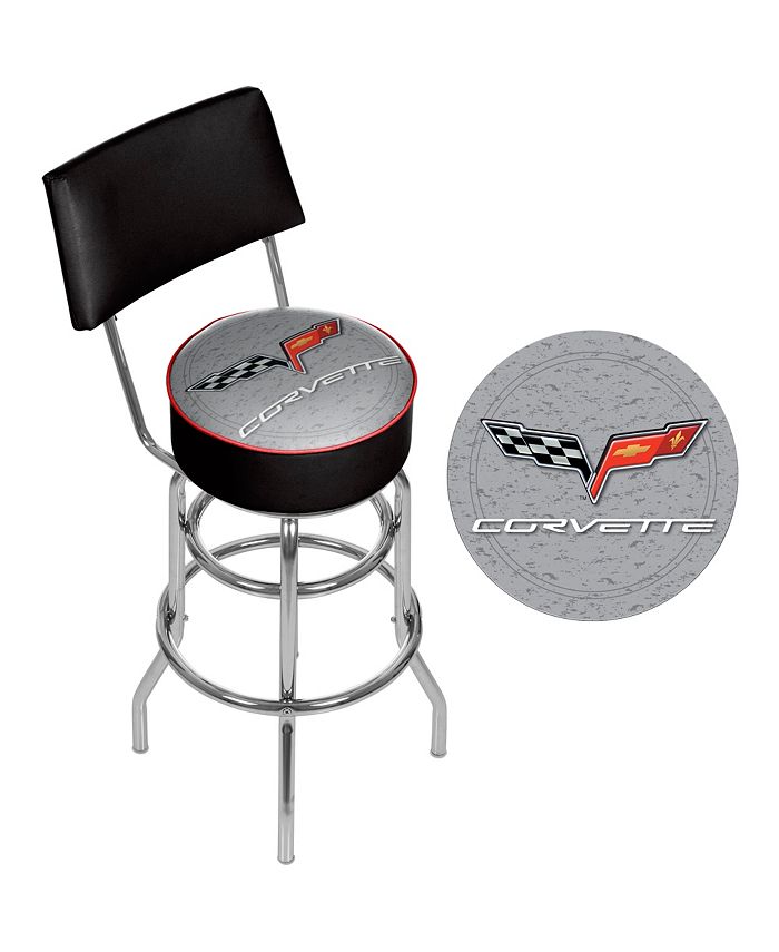 Trademark Global Corvette C6 Padded Bar Stool with Back - Macy's