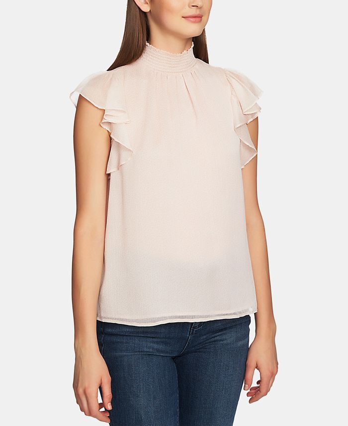 1.STATE Smocked Mock-Neck Top - Macy's
