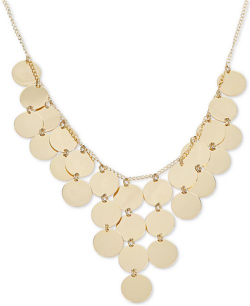 Italian Gold Multi-Disc Dangle Disc Statement Necklace in 14k Gold ...