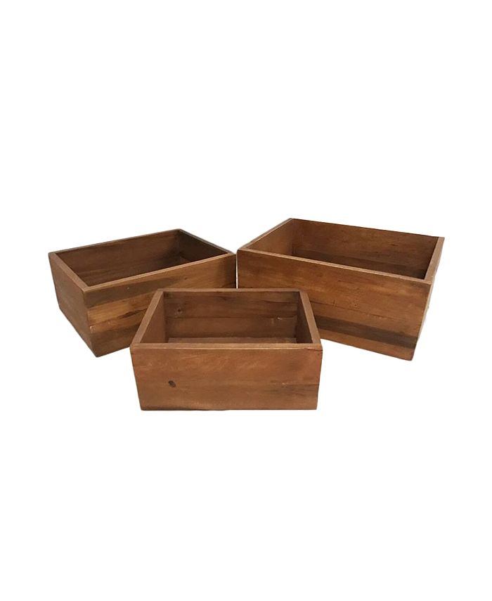 Baum Set of 3 Wooden Storage Boxes - Macy's