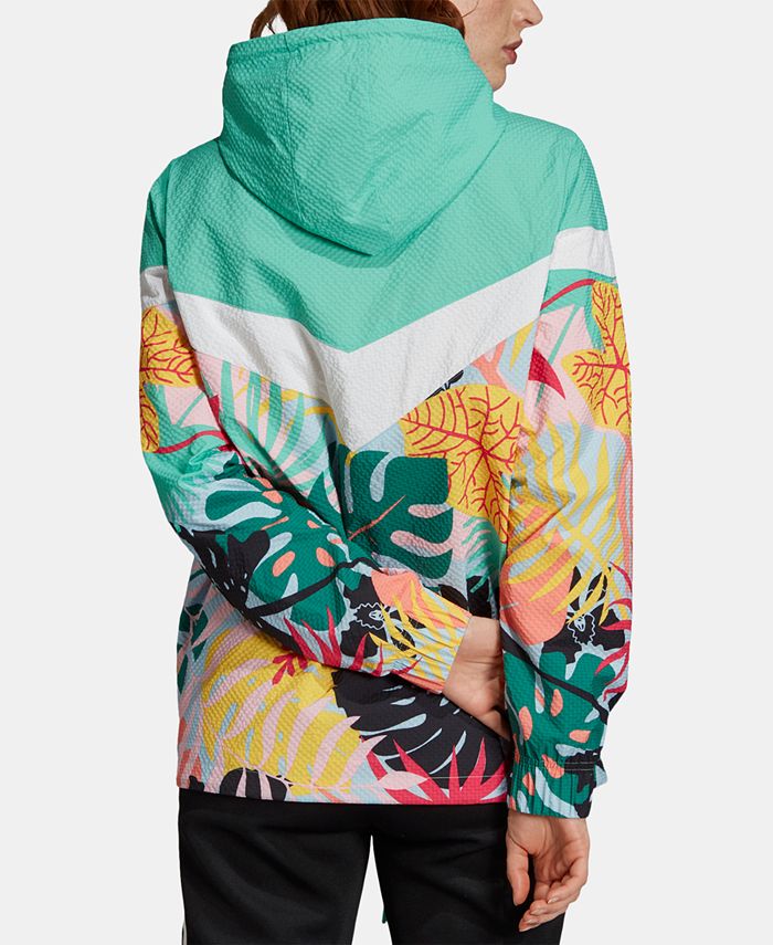 adidas Colorblocked Printed Hooded Windbreaker - Macy's