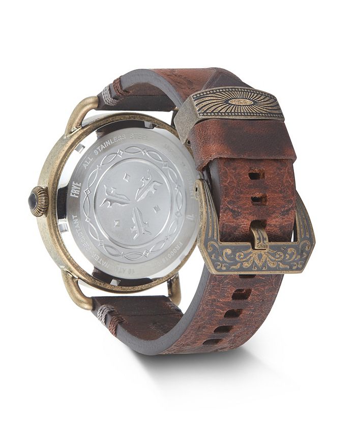 Frye Mens' Weston Mahogany Leather Strap Watch - Macy's