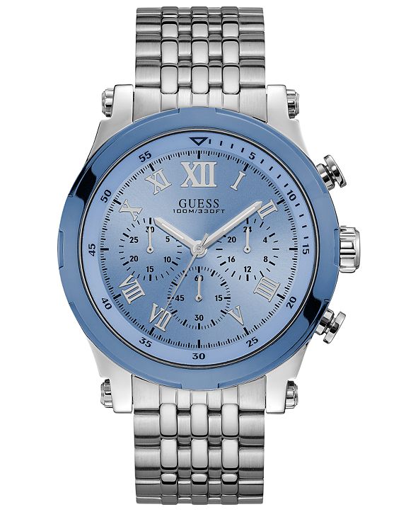 GUESS Men's Chronograph Stainless Steel Bracelet Watch 46mm & Reviews ...