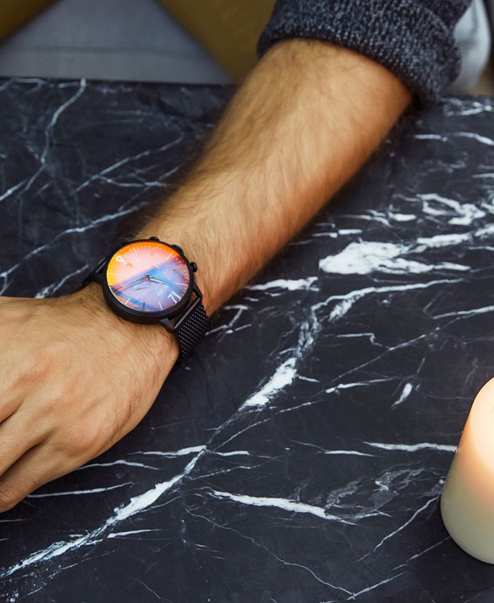 WELDER Men's Black Stainless Steel Mesh Bracelet Watch 45mm - Macy's