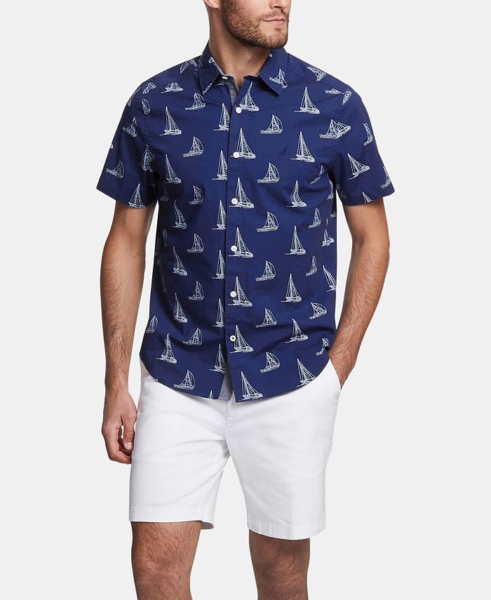 Nautica Men's Big & Tall Boat-Print Graphic Shirt - Macy's