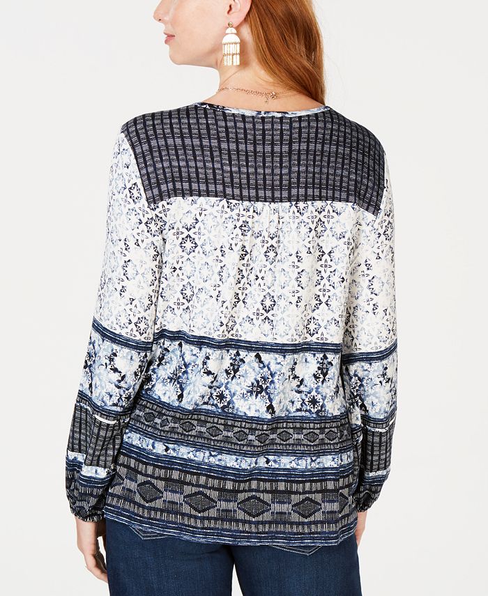 Style & Co Mixed-Media Bib Top, Created for Macy's - Macy's