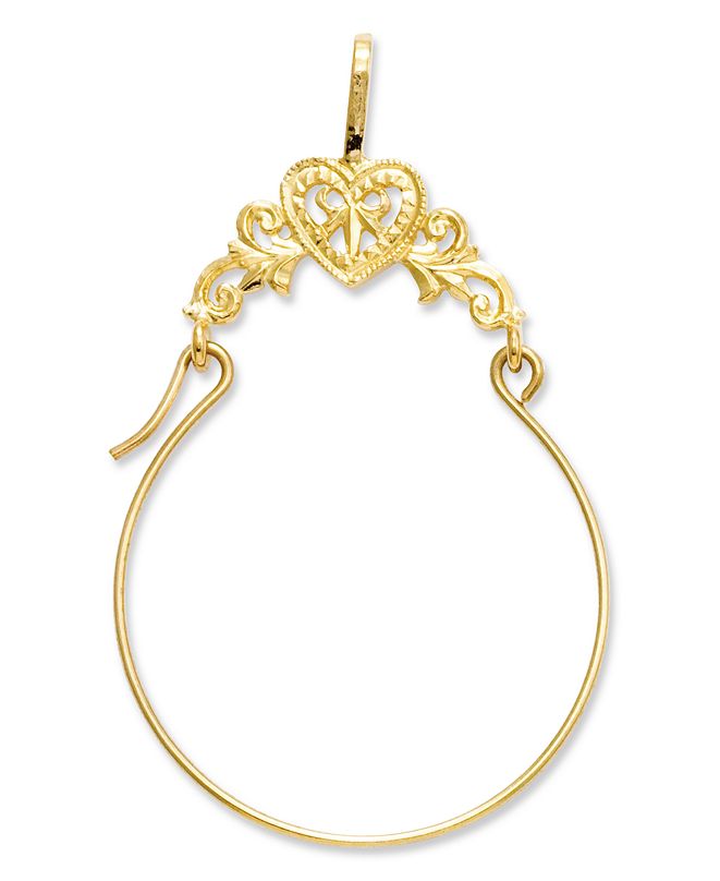 Macy's 14k Gold Charm Holder, Polished Filigree Heart Charm Holder ...