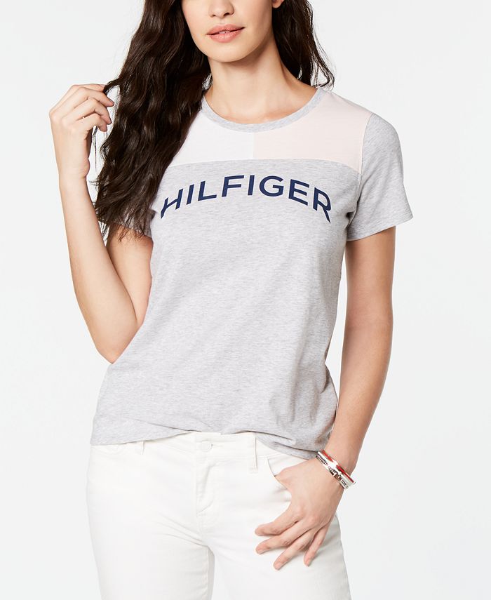 Tommy Hilfiger Colorblocked-Yoke Logo T-Shirt - Macy's
