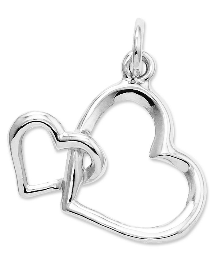 Macy's 14k White Gold Charm, Double Heart Charm - Macy's