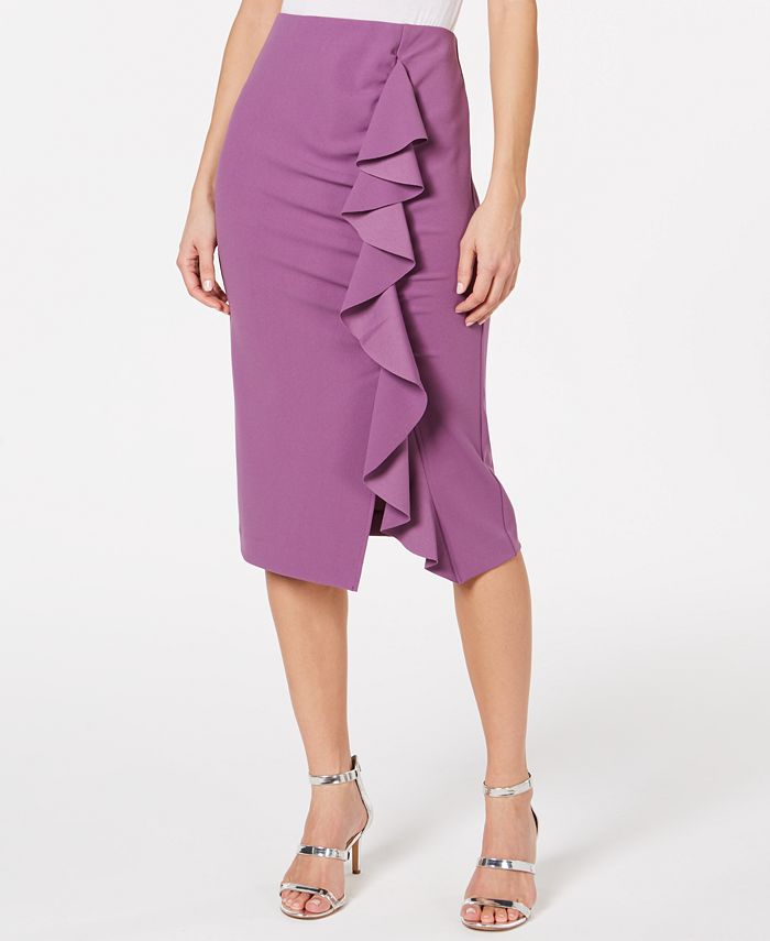 Vince Camuto Crepe Ruffle Pencil Skirt - Macy's