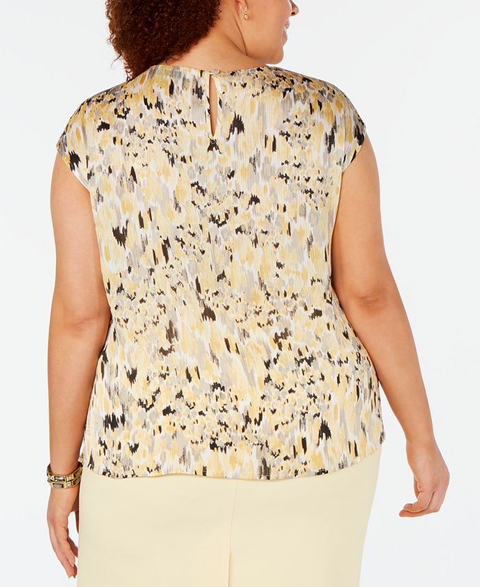 Kasper Plus Size Printed Pleated Top - Macy's