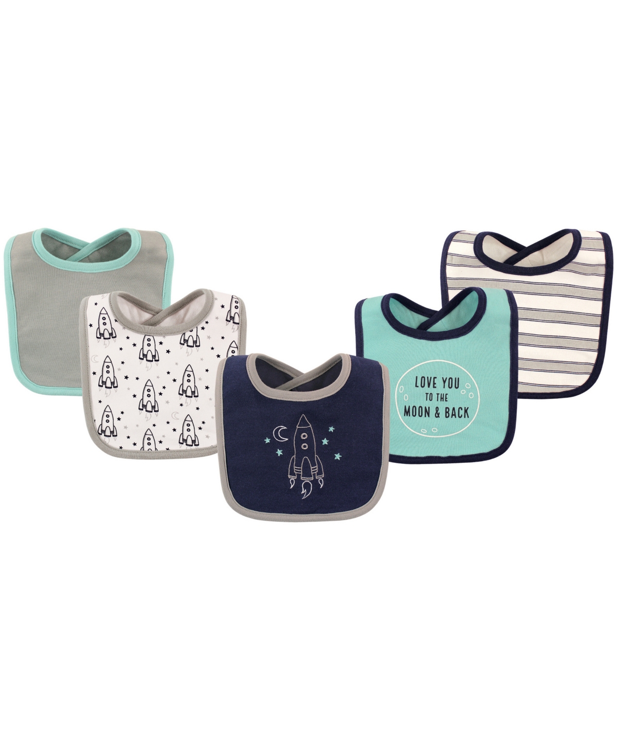 Click here for Hudson Baby Boys 5Pk Interlock Bibs - Rocket prices