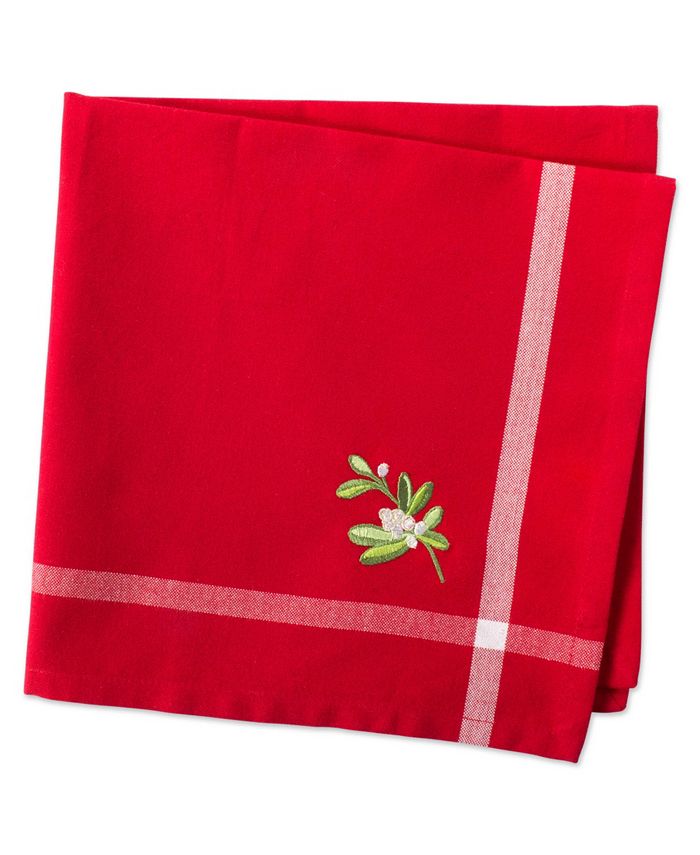 Design Imports Embroidered Mistletoe Corner with Border Napkin, Set of ...