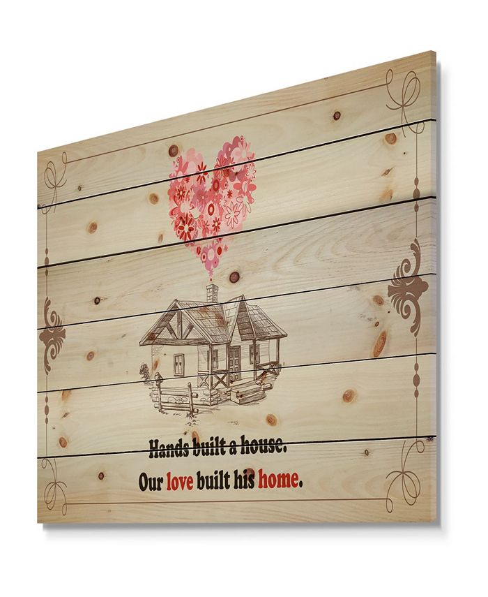 Design Art 'Hands built a house. Vintage Pink Heart' Wood Wall Art - 40 ...